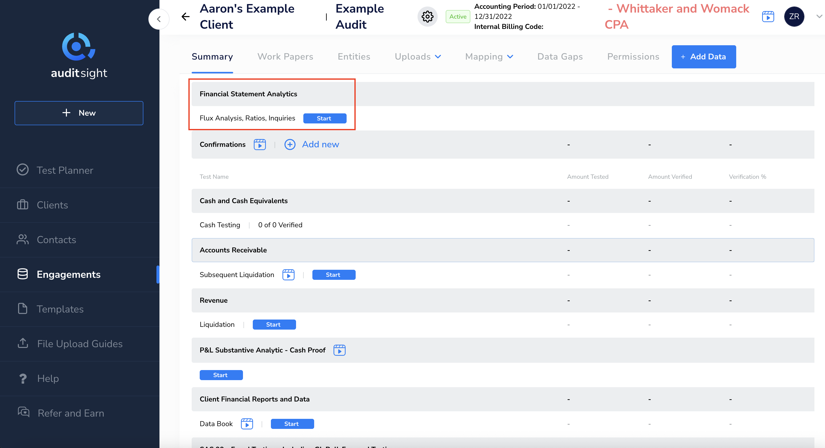 Requesting the Audit & Review Analytics Workpaper – Audit Sight Inc.
